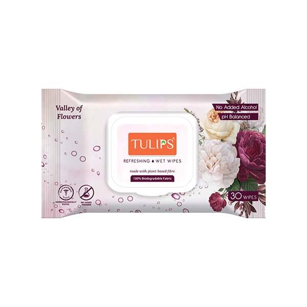 Buy Tulips Refreshing Wet Wipes Valley of Flowers 30 Wipes LID 1's ...