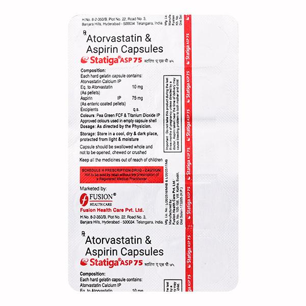 STATIGA ASP 75 Capsule 10's Price, Uses, Side effects, Substitutes ...