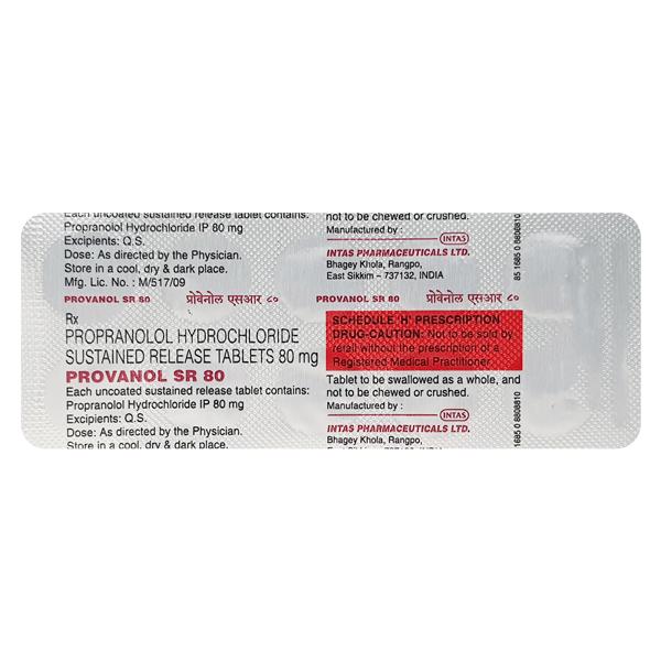 Provanol SR 80mg Tablet 10'S : Price, Uses, Side Effects | Netmeds