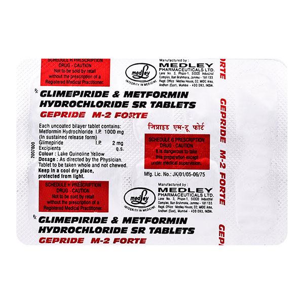 Gepride M2 Forte Tablet 10'S : Price, Uses, Side Effects | Netmeds