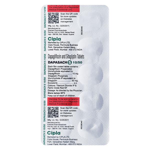 Buy DAPASACH S 10/50 Tablet 10's Online at Upto 25% OFF | Netmeds