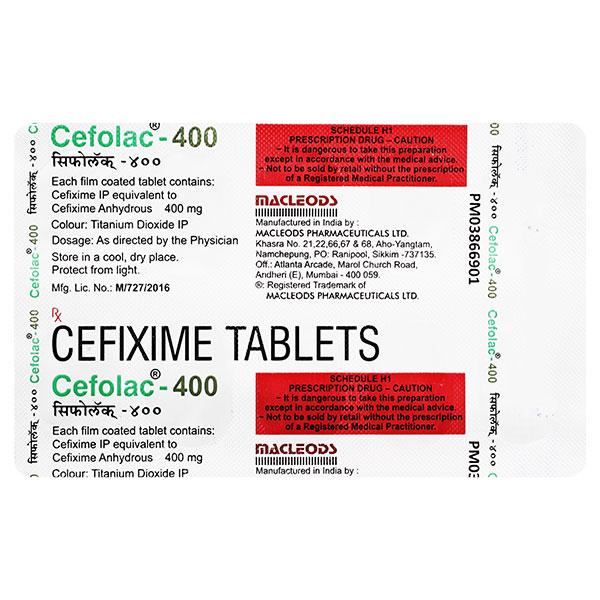 CEFOLAC 400 Tablet 10's : Price, Uses, Side Effects | Netmeds