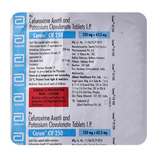 Cerom CV 250mg Tablet 6'S : Price, Uses, Side Effects | Netmeds