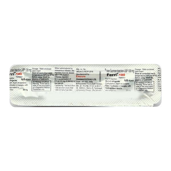Ferri 100mg Injection 5ml - Buy Medicines online at Best Price from ...