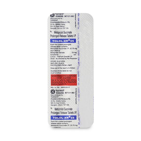 Tolol XR 25mg Tablet 10'S : Price, Uses, Side Effects | Netmeds