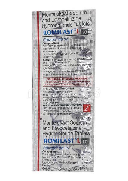 Buy Romilast L 10mg Tablet 10'S Online at Upto 25% OFF | Netmeds