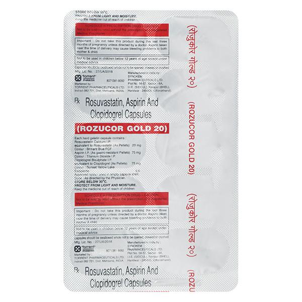 Buy Rozucor Gold 20mg Capsule 10'S Online at Upto 20% OFF | Netmeds