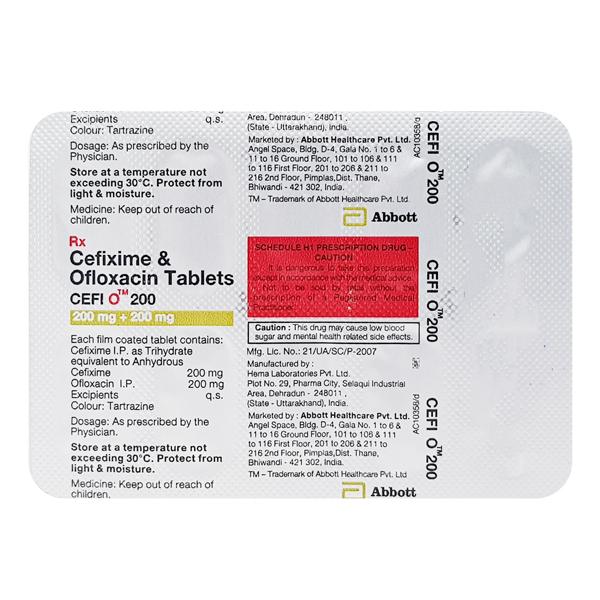 Cefi O 200mg Tablet 10'S : Price, Uses, Side Effects | Netmeds