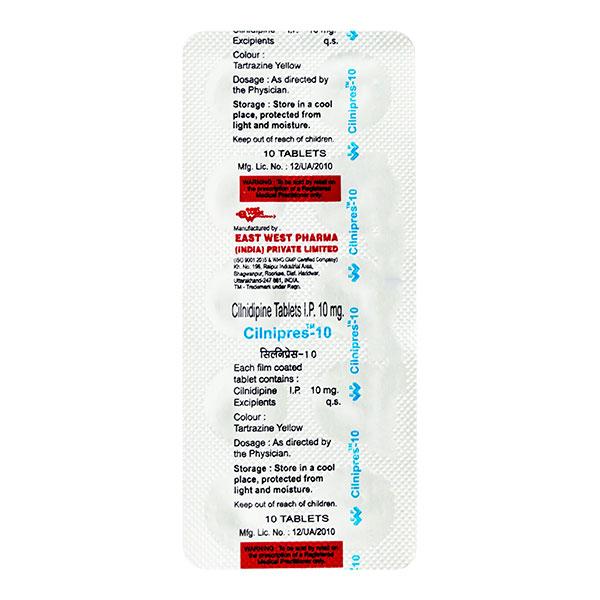 Cilnipres 10mg Tablet 10'S : Price, Uses, Side Effects | Netmeds