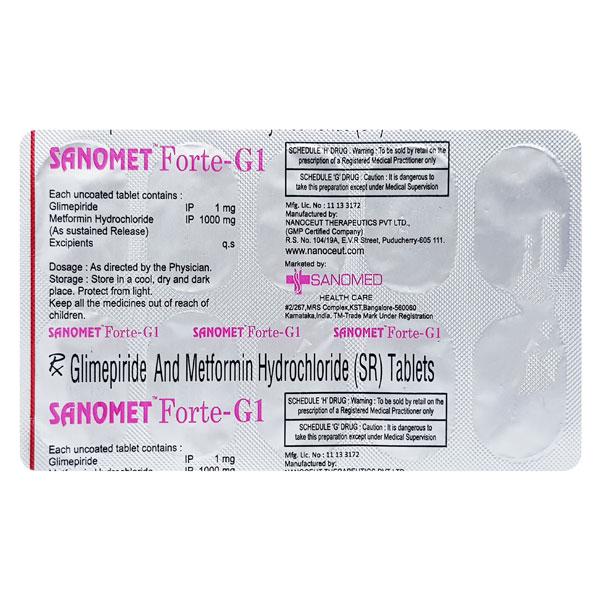 SANOMET FORTE G 1 Tablet 10's : Price, Uses, Side Effects | Netmeds
