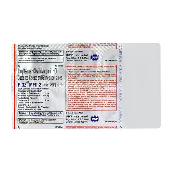 Pioz MF G2 Tablet 10'S : Price, Uses, Side Effects | Netmeds