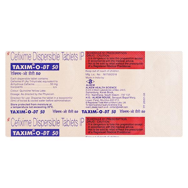 Taxim O DT 50mg Tablet 10'S : Price, Uses, Side Effects | Netmeds
