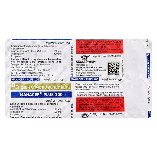 Mahacef Plus 100mg Tablet 10'S : Price, Uses, Side Effects | Netmeds