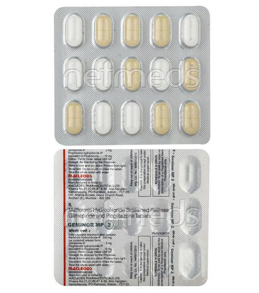 Geminor MP 2mg Tablet 15'S Price, Uses, Side effects, Substitutes | Netmeds
