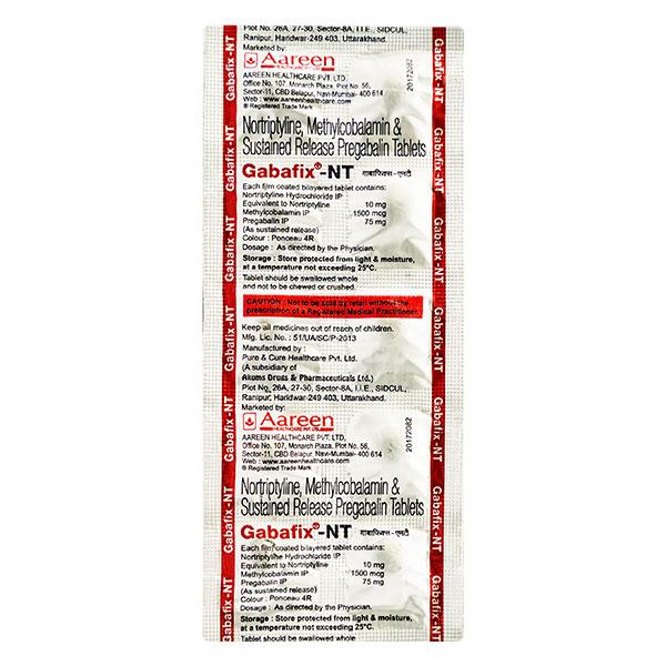 GABAFIX NT Tablet 10's Price, Uses, Side effects, Substitutes | Netmeds