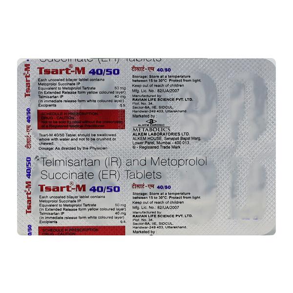 Tsart M 40/50mg Tablet 10'S : Price, Uses, Side Effects | Netmeds