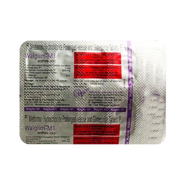 WALGLIM M 1mg Tablet 10's : Price, Uses, Side Effects | Netmeds