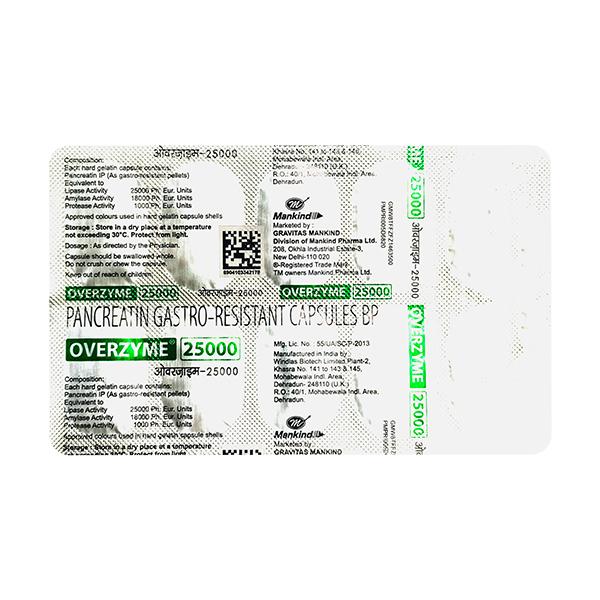 Buy OVERZYME 25000 Capsule 10's Online at Upto 25% OFF | Netmeds
