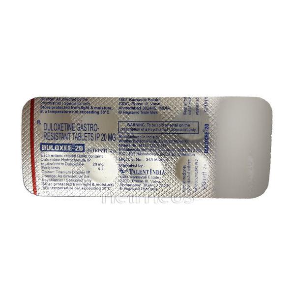 Duloxee 20mg Tablet 10'S : Price, Uses, Side Effects | Netmeds