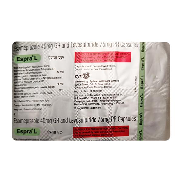 Buy ESPRA L Capsule 10's Online at Upto 25% OFF | Netmeds