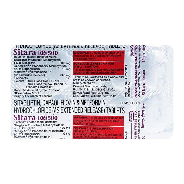 Buy SITARA DM 500 Tablet 10's Online at Upto 25% OFF | Netmeds