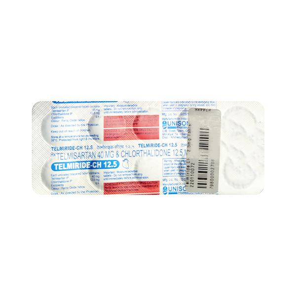 Telmiride CH 12.5mg Tablet 10'S : Price, Uses, Side Effects | Netmeds