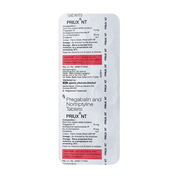 PRIUX NT Tablet 10's Price, Uses, Side effects, Substitutes | Netmeds