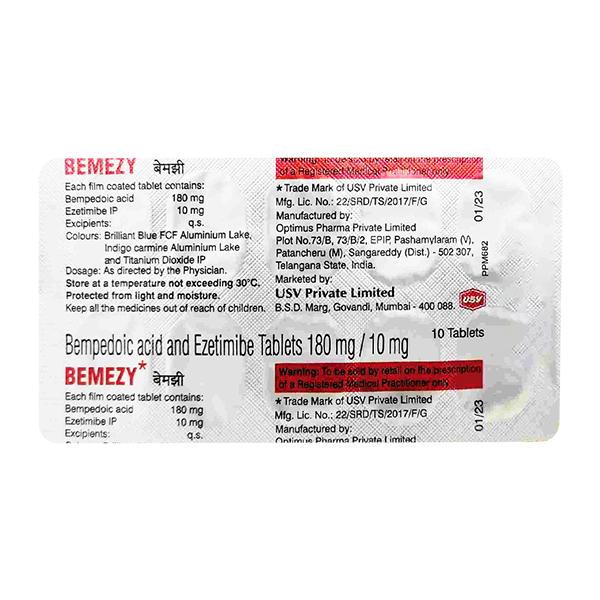 BEMEZY Tablet 10's Price, Uses, Side effects, Substitutes | Netmeds