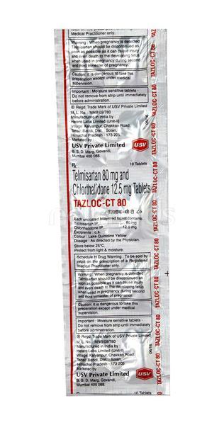 Tazloc CT 80mg Tablet 10'S Price, Uses, Side effects, Substitutes | Netmeds