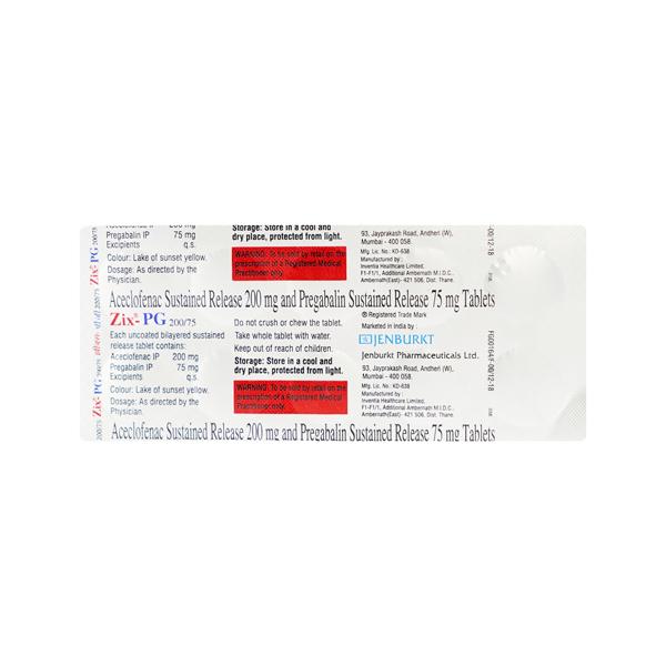 ZIX PG 200/75mg Tablet 10's Price, Uses, Side effects, Substitutes ...