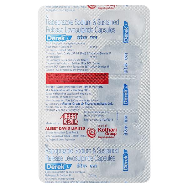 Derek L Capsule 10'S Price, Uses, Side effects, Substitutes | Netmeds