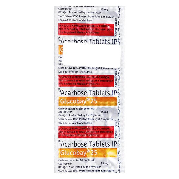 Glucobay 25mg Tablet 10'S : Price, Uses, Side Effects | Netmeds