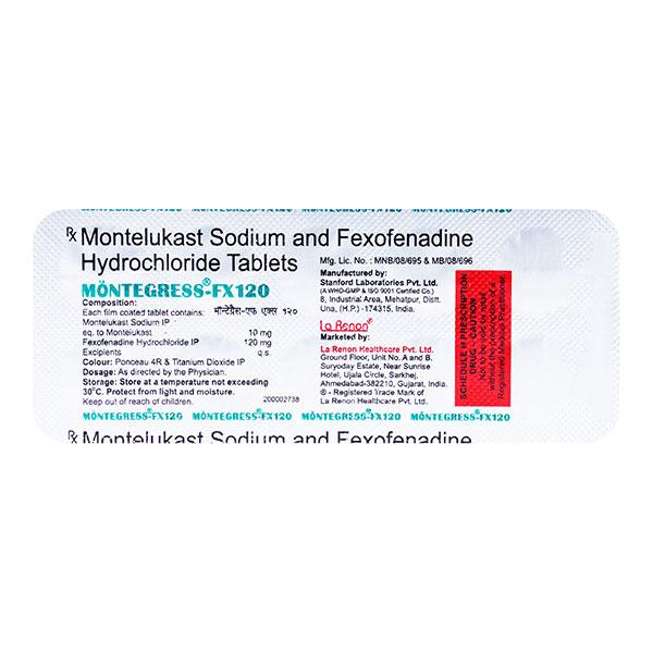 Montegress FX 120mg Tablet 10'S Price, Uses, Side effects, Substitutes ...