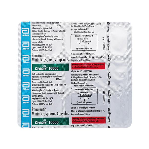 Creon 10000 Capsule 15'S : Price, Uses, Side Effects | Netmeds
