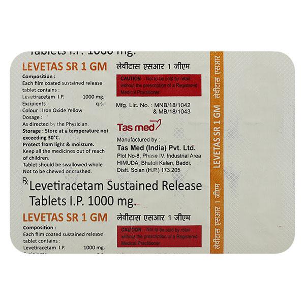 Buy LEVETAS SR 1gm Tablet 10's Online at Upto 25% OFF | Netmeds
