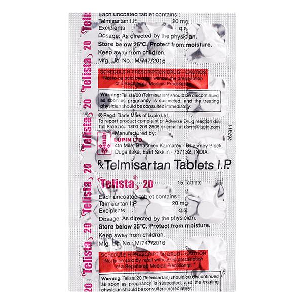 Telista 20mg Tablet 15'S : Price, Uses, Side Effects | Netmeds