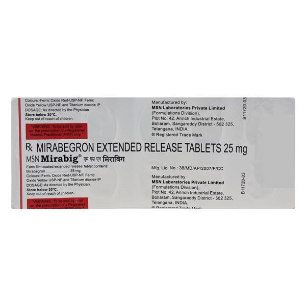 Buy MSN Mirabig 25mg Tablet 10'S Online at Upto 25% OFF | Netmeds