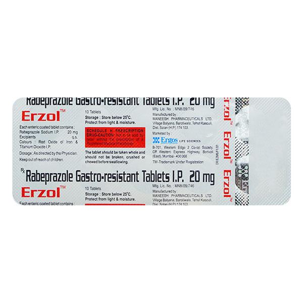 ERZOL Tablet 10's Price, Uses, Side effects, Substitutes | Netmeds