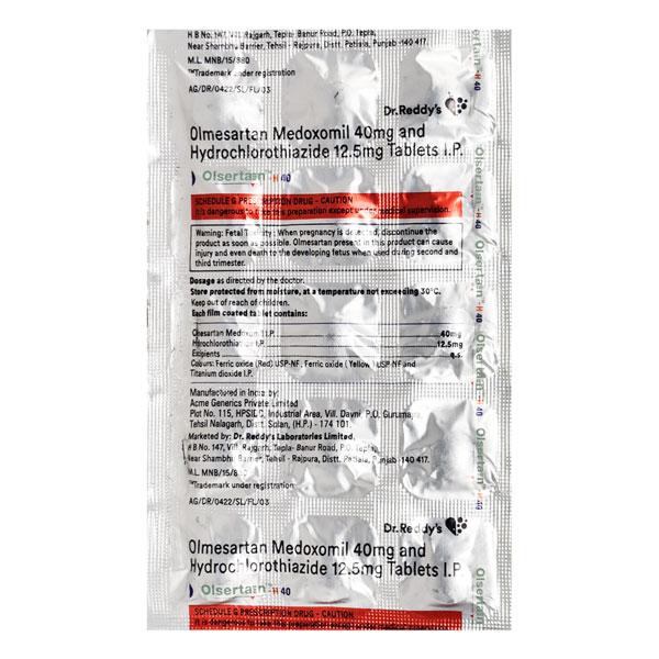 Olsertain H 40mg Tablet 15'S : Price, Uses, Side Effects | Netmeds