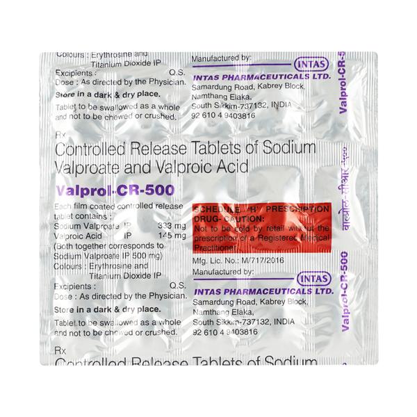 Buy Valprol CR 500mg Tablet 15'S Online at Upto 25% OFF | Netmeds