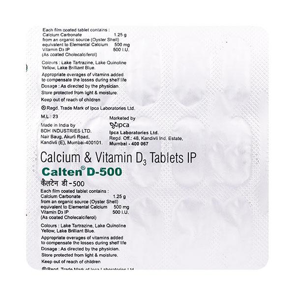 Calten D 500mg Tablet 15'S : Price, Uses, Side Effects | Netmeds