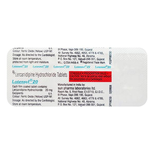 Lotensyl 20mg Tablet 10'S : Price, Uses, Side Effects | Netmeds