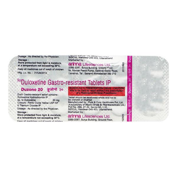 DUZONO 20mg Tablet 10's : Price, Uses, Side Effects | Netmeds