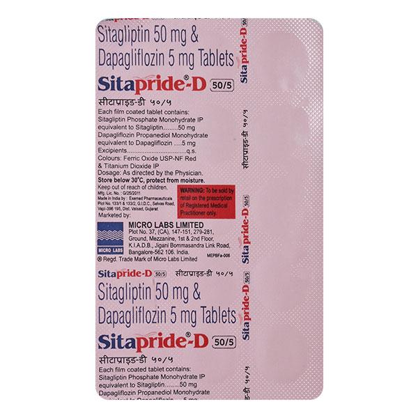 SITAPRIDE D 50/5 Tablet 15's Price, Uses, Side effects, Substitutes ...