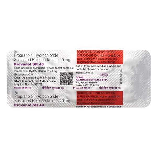 Provanol SR 40mg Tablet 10'S : Price, Uses, Side Effects | Netmeds