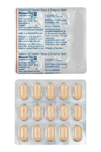 Riomet Duo 1mg Tablet 15'S : Price, Uses, Side Effects | Netmeds