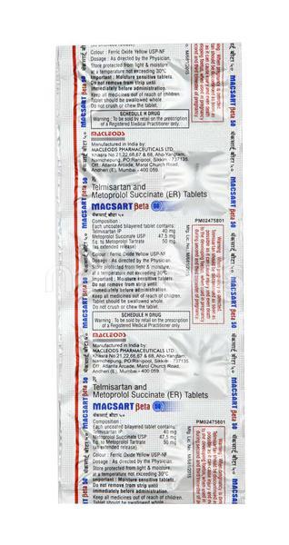 Macsart Beta 50mg Tablet 10'S : Price, Uses, Side Effects | Netmeds