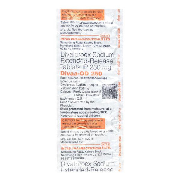 Divaa OD 250mg Tablet 10'S Price, Uses, Side effects, Substitutes | Netmeds