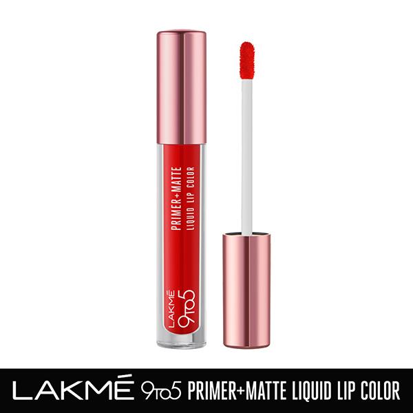 Buy Lakme 9to5 Primer + Matte Liquid Lip Color MR1 Fiery Scarlet 4.2 ml ...