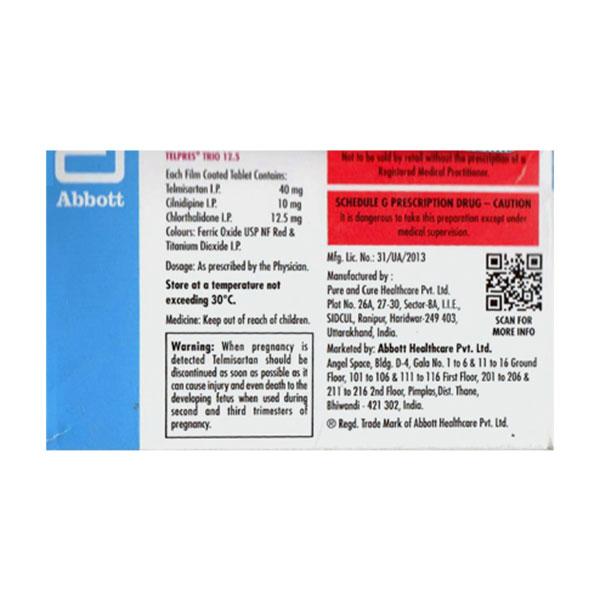 Buy TELPRES TRIO 12.5 Tablet 15's Online | Netmeds